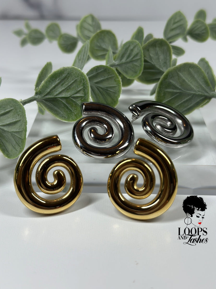 Swirl Stud Earrings – Loops and Lashes