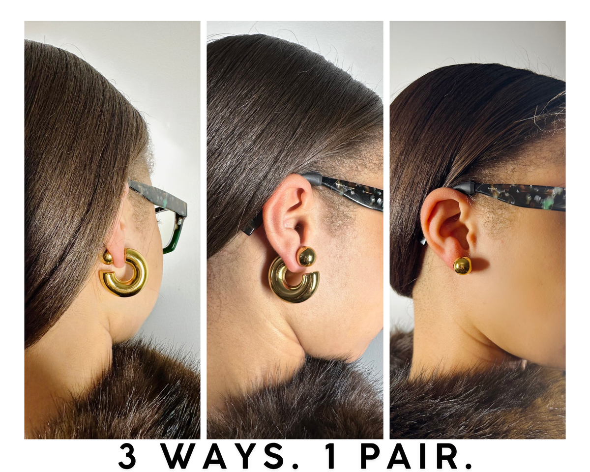 Pivot Hoops | 3-in-1 Convertible Gold & Silver Earrings – Loops and Lashes
